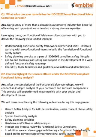 Frequently Asked Question (FAQ's) on ISO 26262 Functional Safety | PPTX