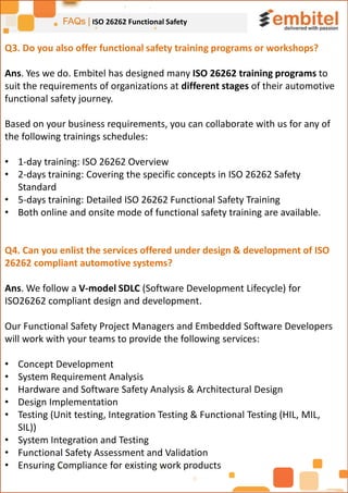 Frequently Asked Question (FAQ's) on ISO 26262 Functional Safety | PPTX
