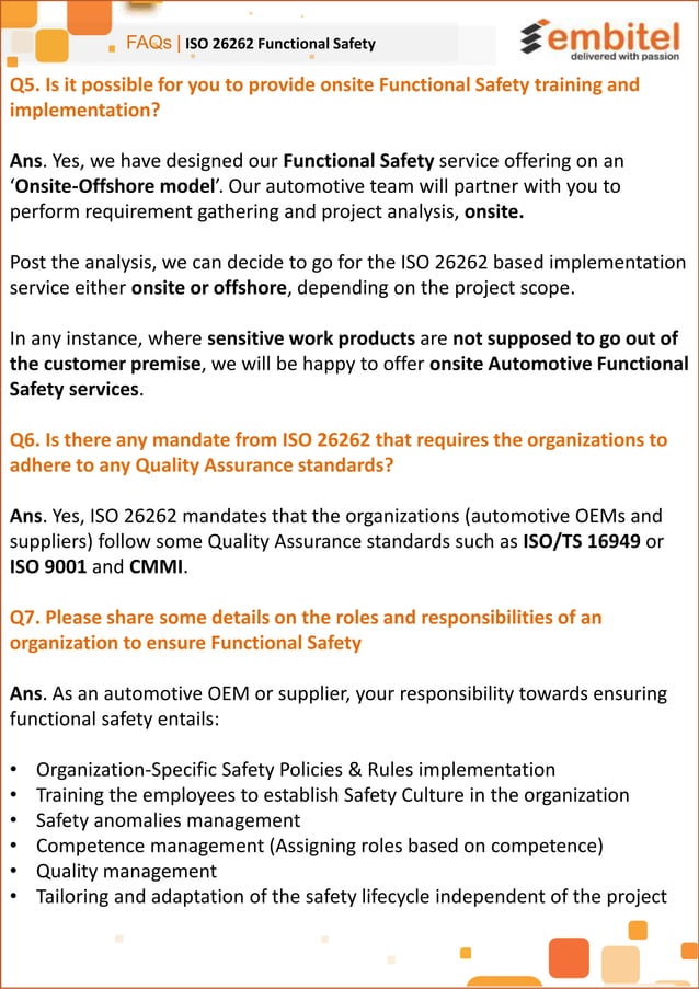 Frequently Asked Question (FAQ's) on ISO 26262 Functional Safety | PPTX ...