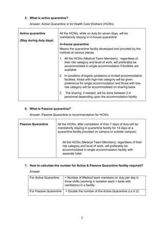 Faq on quarantine | PDF