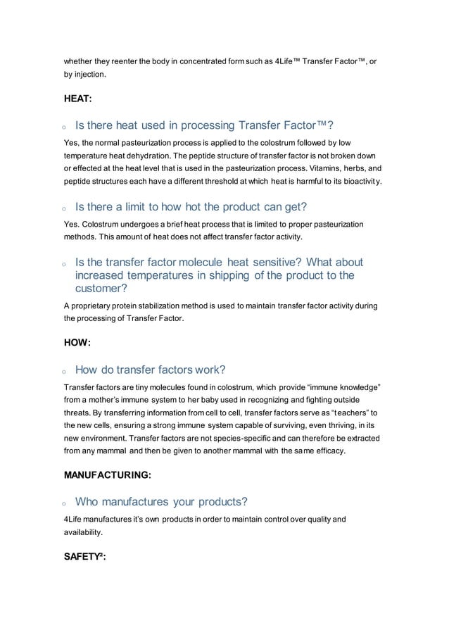 FAQ - Transfer Factor | PDF