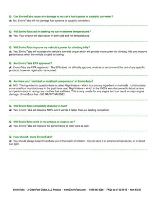 EnviroTabs Q&A | PDF