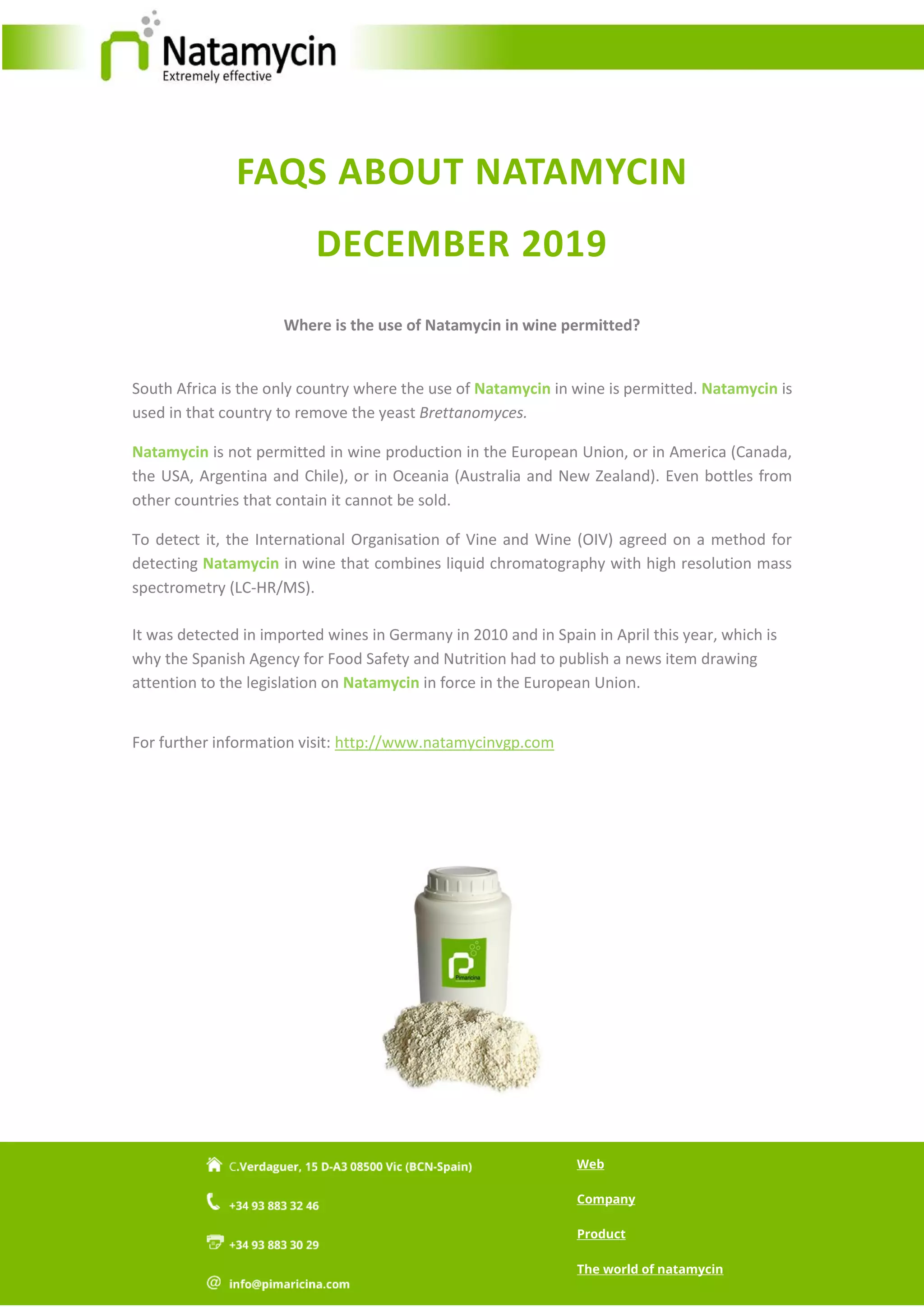 Faqs about natamycin dec 2019 | PDF