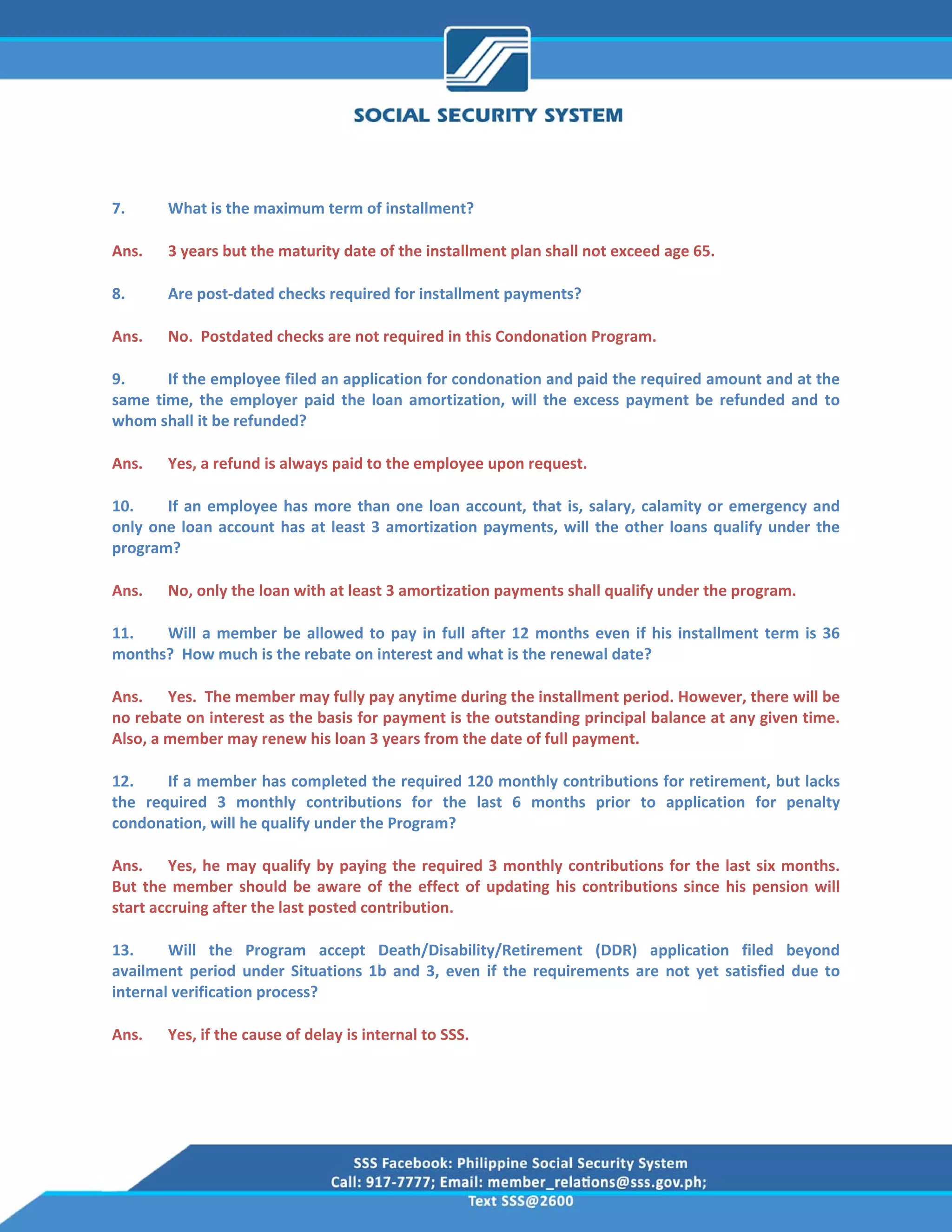 FAQs on the Condonation Program | PDF