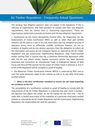 Fa qs eutr due diligence, certfication and enforcement | PDF