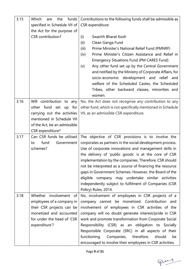 FAQs on Corporate Social Responsibility (CSR) | PDF
