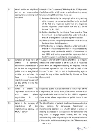 FAQs on Corporate Social Responsibility (CSR) | PDF