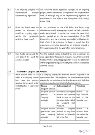 FAQs on Corporate Social Responsibility (CSR) | PDF