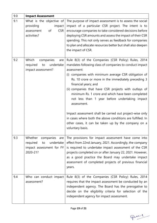 FAQs on Corporate Social Responsibility (CSR) | PDF