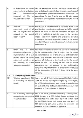 FAQs on Corporate Social Responsibility (CSR) | PDF