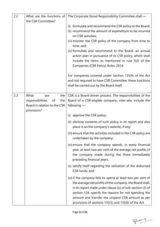 FAQs on Corporate Social Responsibility (CSR) | PDF