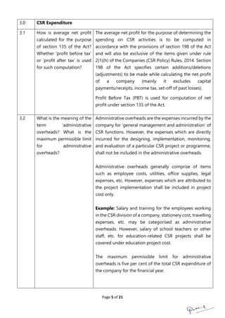 FAQs on Corporate Social Responsibility (CSR) | PDF