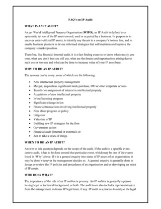 FaQs on IP Audit | PDF | Business Accounting & Finance | Business