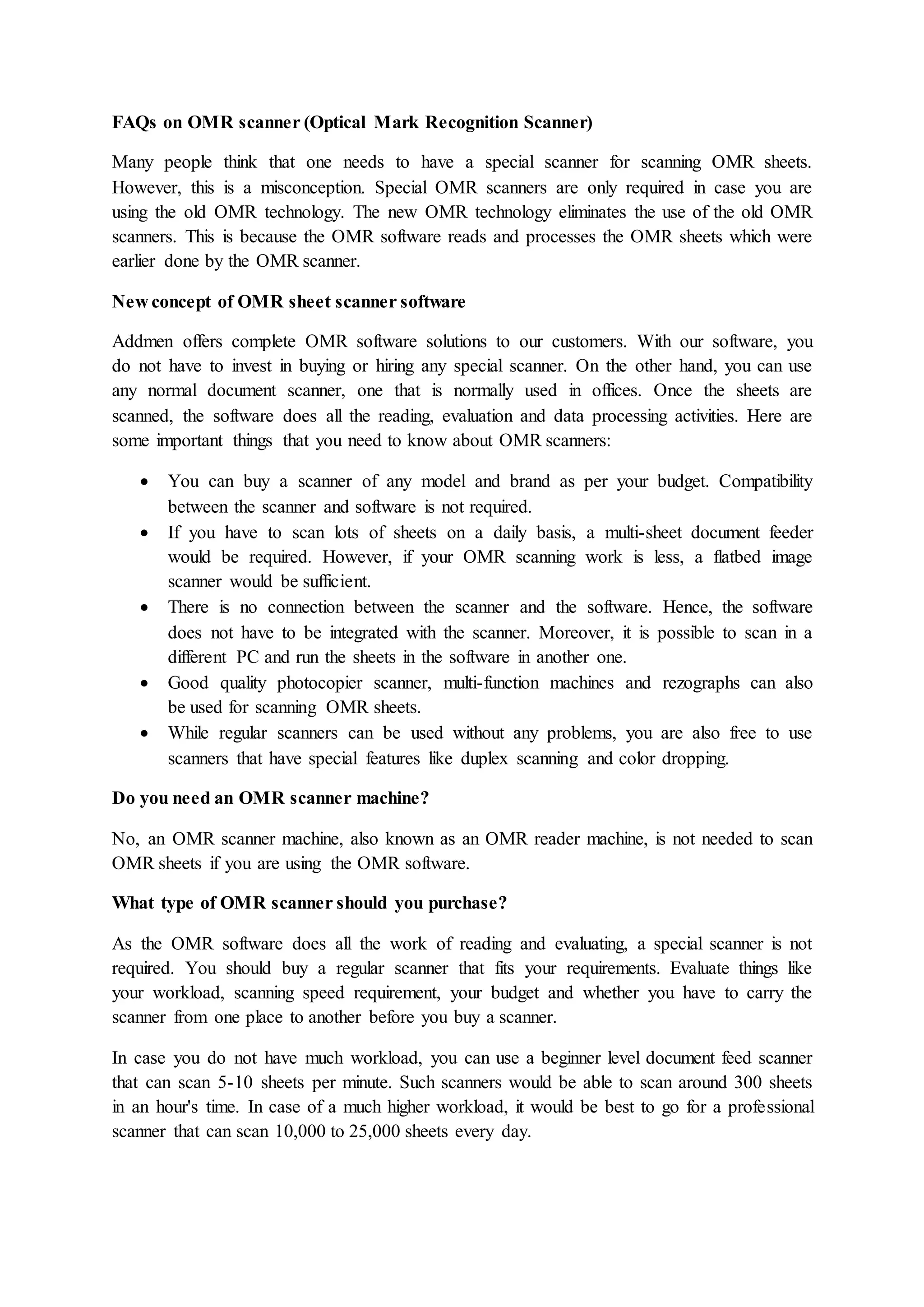 Using Regular Scanners for OMR Sheets with Software | PDF