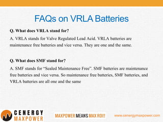 FAQs on VRLA batteries | PDF
