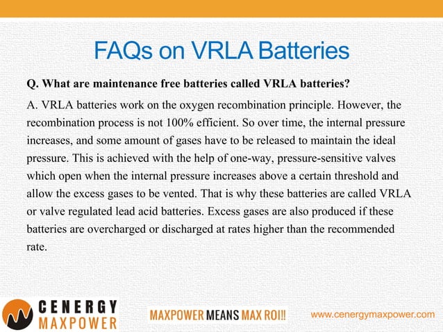 FAQs on VRLA batteries | PDF | Chemistry | Science