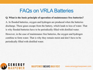 FAQs on VRLA batteries | PDF