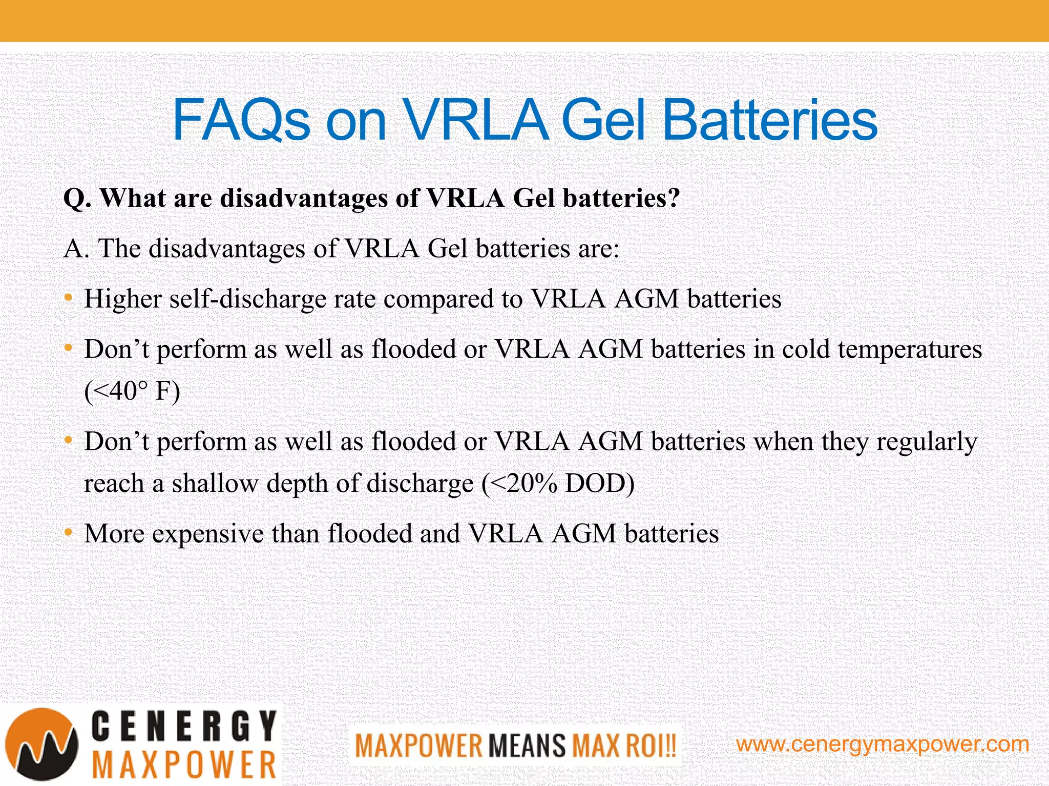 FAQs on VRLA Gel batteries | PPT