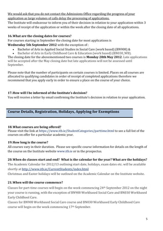 ITB Part Time FAQ's | PDF