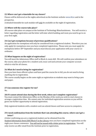 ITB Part Time FAQ's | PDF