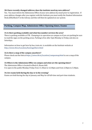 ITB Part Time FAQ's | PDF