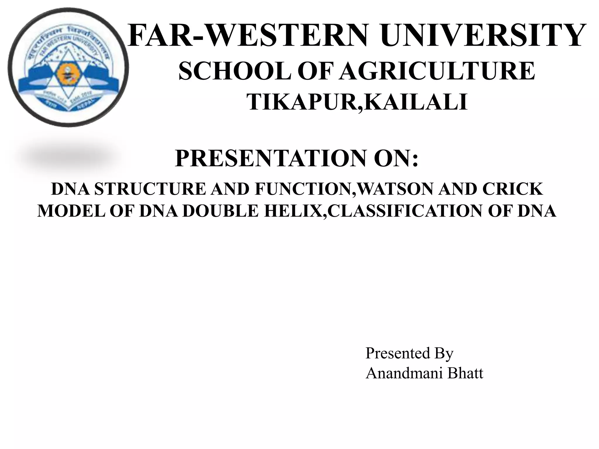 DNA structure and function,watson and crick model of DNA helix ...