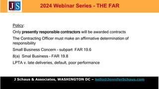 2024: The FAR, Federal Acquisition Regulations - Part 9 | PPTX