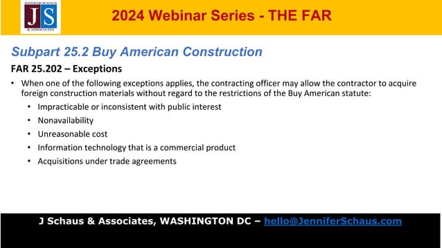 2024: The FAR, Federal Acquisition Regulations - Part 25 | PPT