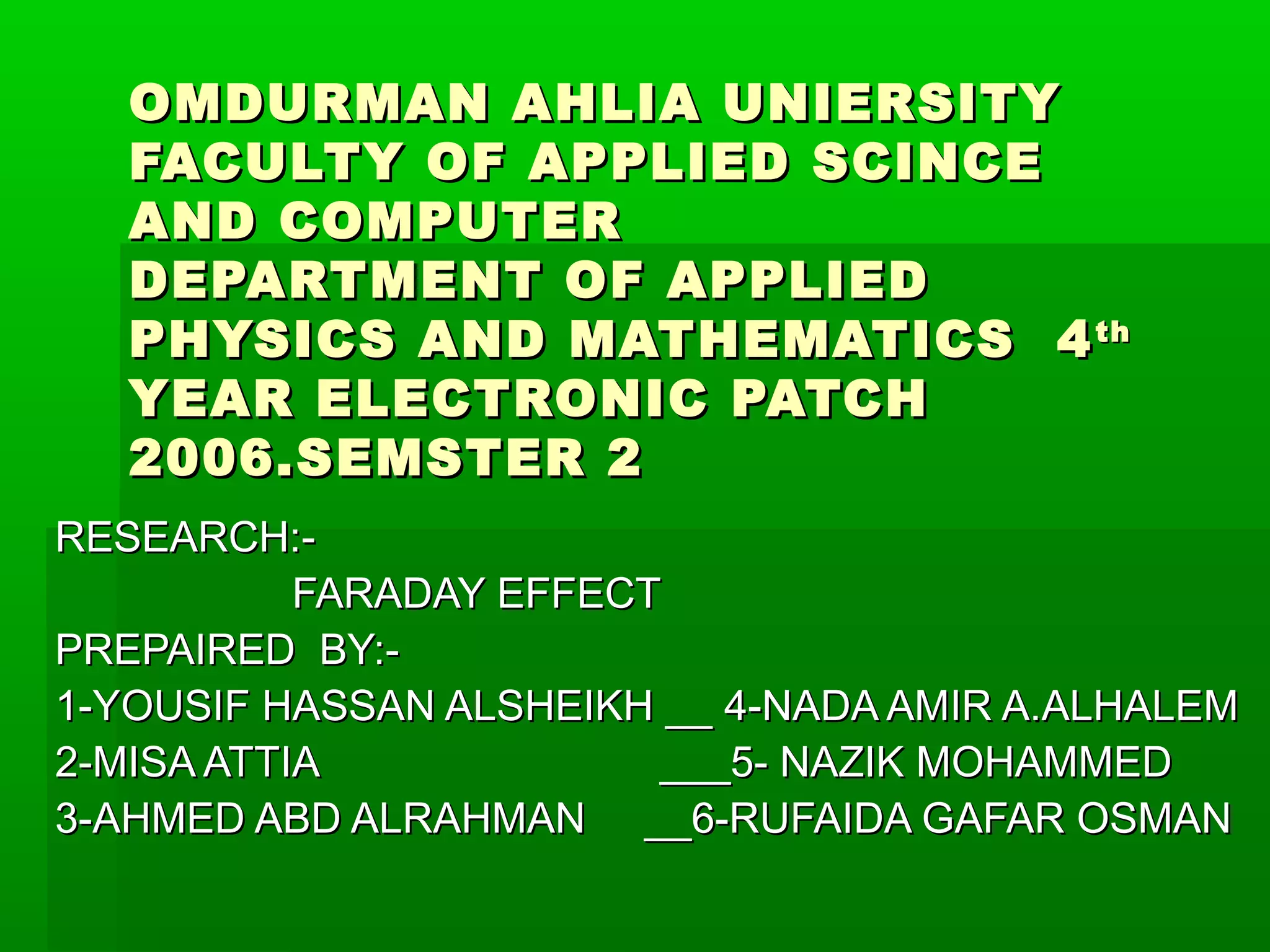 Faraday effcet | PPT