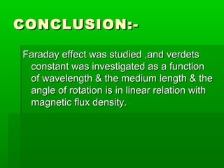 Faraday effcet | PPT