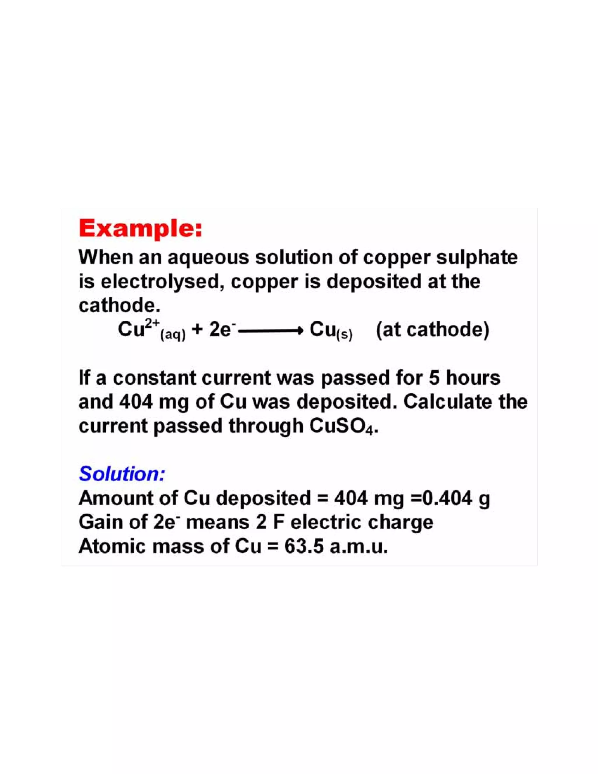 Faraday laws of electrolysis | PDF