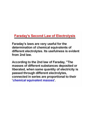 Faraday laws of electrolysis | PDF