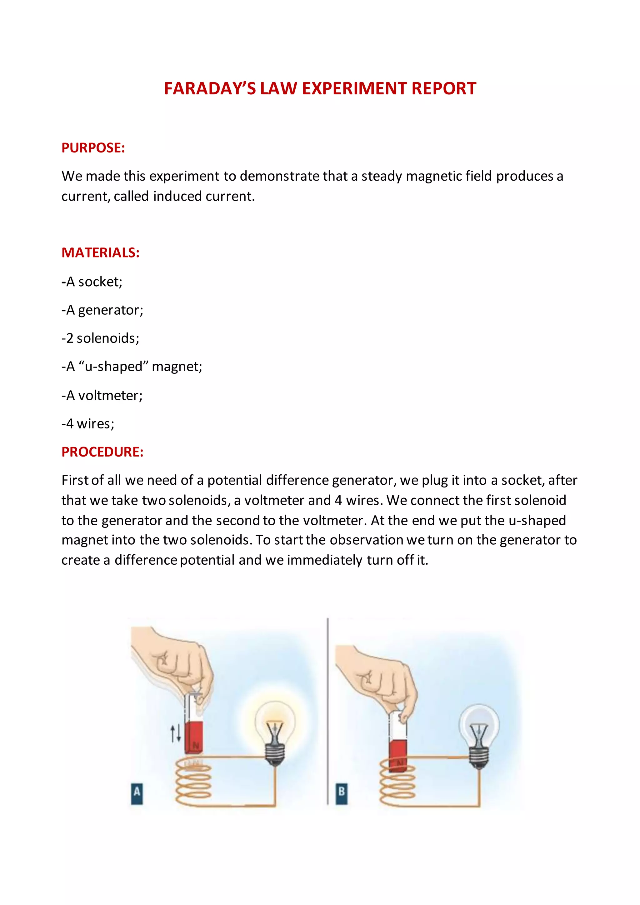 Faraday's experiment report | DOCX