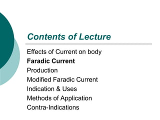 faradic current and its effects and stimulations | PPTX