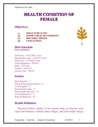Female Health Condition - Jauharabad | DOC