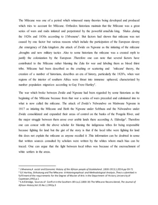 How do you account for the Mfecane? Justify your answer with concrete ...