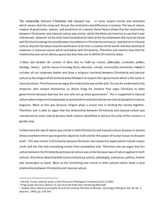 The relationship between classical culture and christianity | PDF