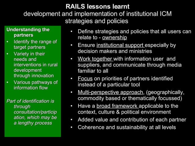 Regional Agricultural information and Learning System (RAILS) | PPT