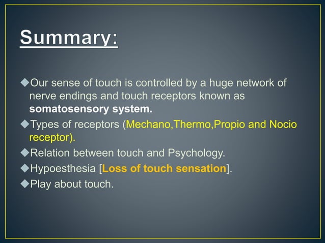 Sense of TOUCH | PPTX | Biological Sciences | Science