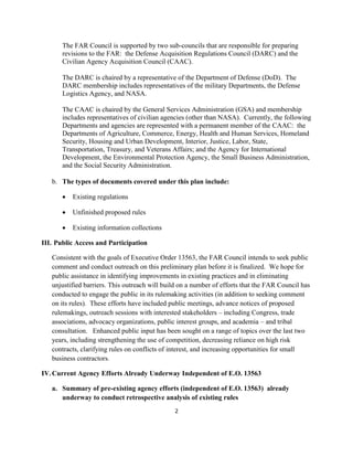 Federal Acquistion Regulation Preliminary Regulatory Reform Plan | PDF