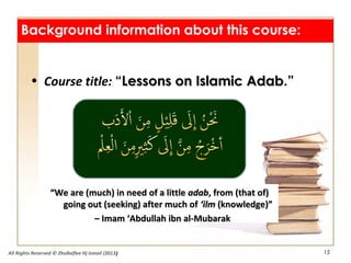 Fardh ain intermediatecourse-poster(adab -part-1)aug-2013 | PPT