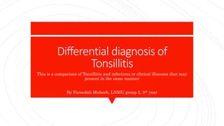 Fareedah Muheeb differential diagnosis of Tonsillitis.pptx
