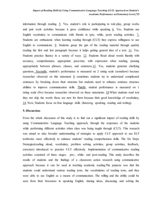 Impact Of Reading Skills By Using Communicative Language Teaching (CLT) Approach On Student’s ...