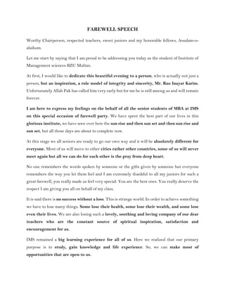 Farewell speech | PDF