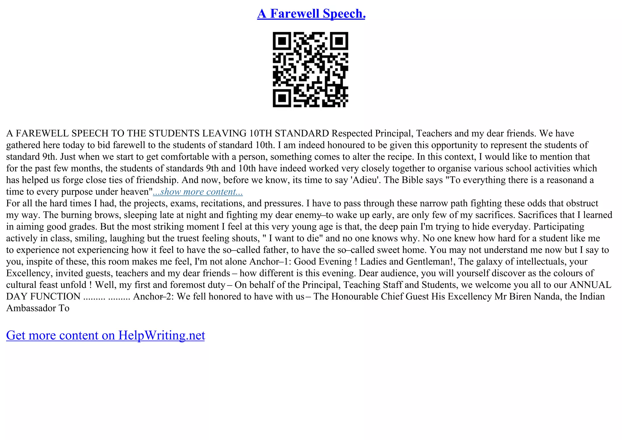 Farewell Speech | PDF