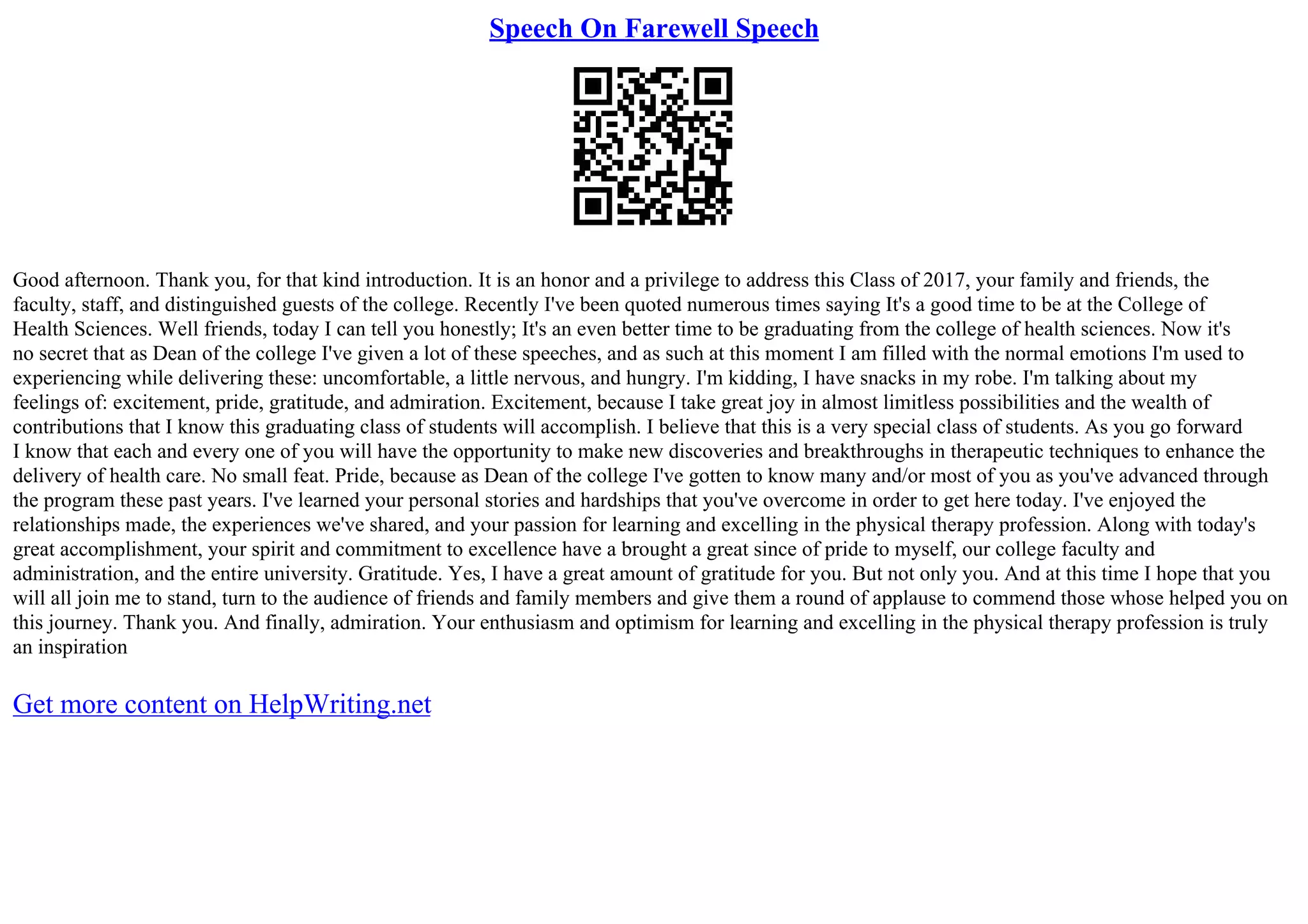 Farewell Speech | PDF