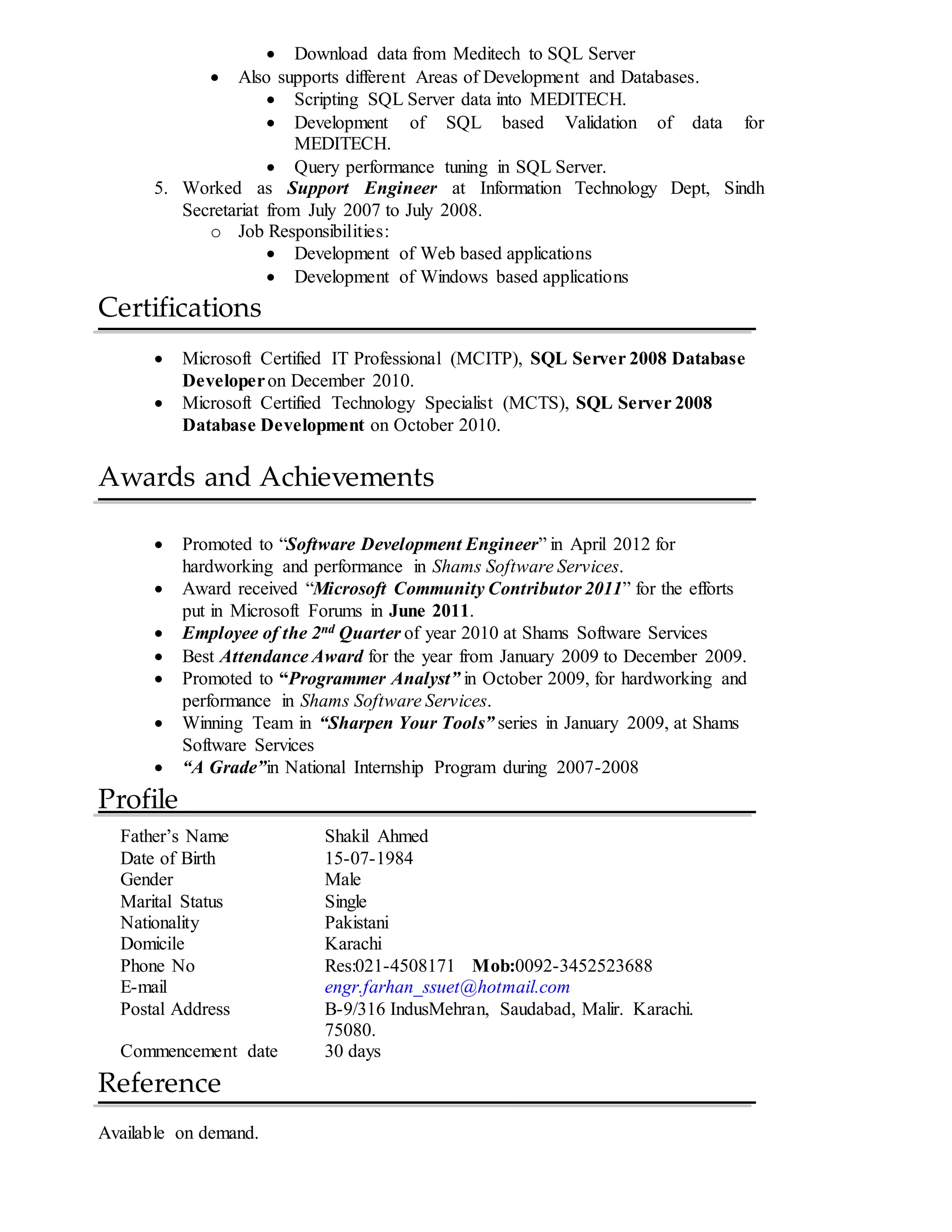 Farhan ahmed CV | DOCX