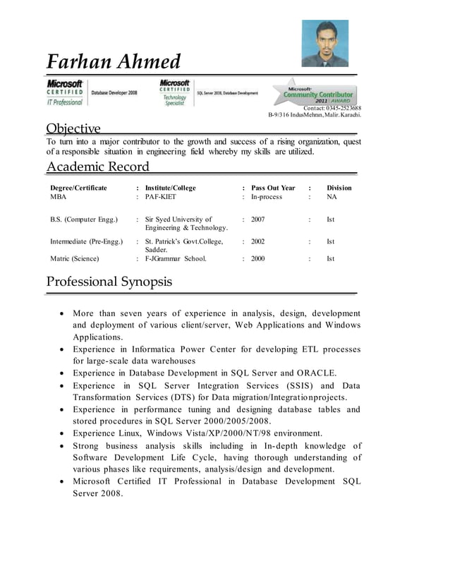 Farhan ahmed CV | PDF