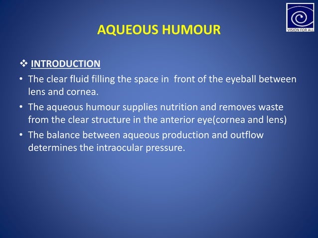Aqueous humour products and drainage