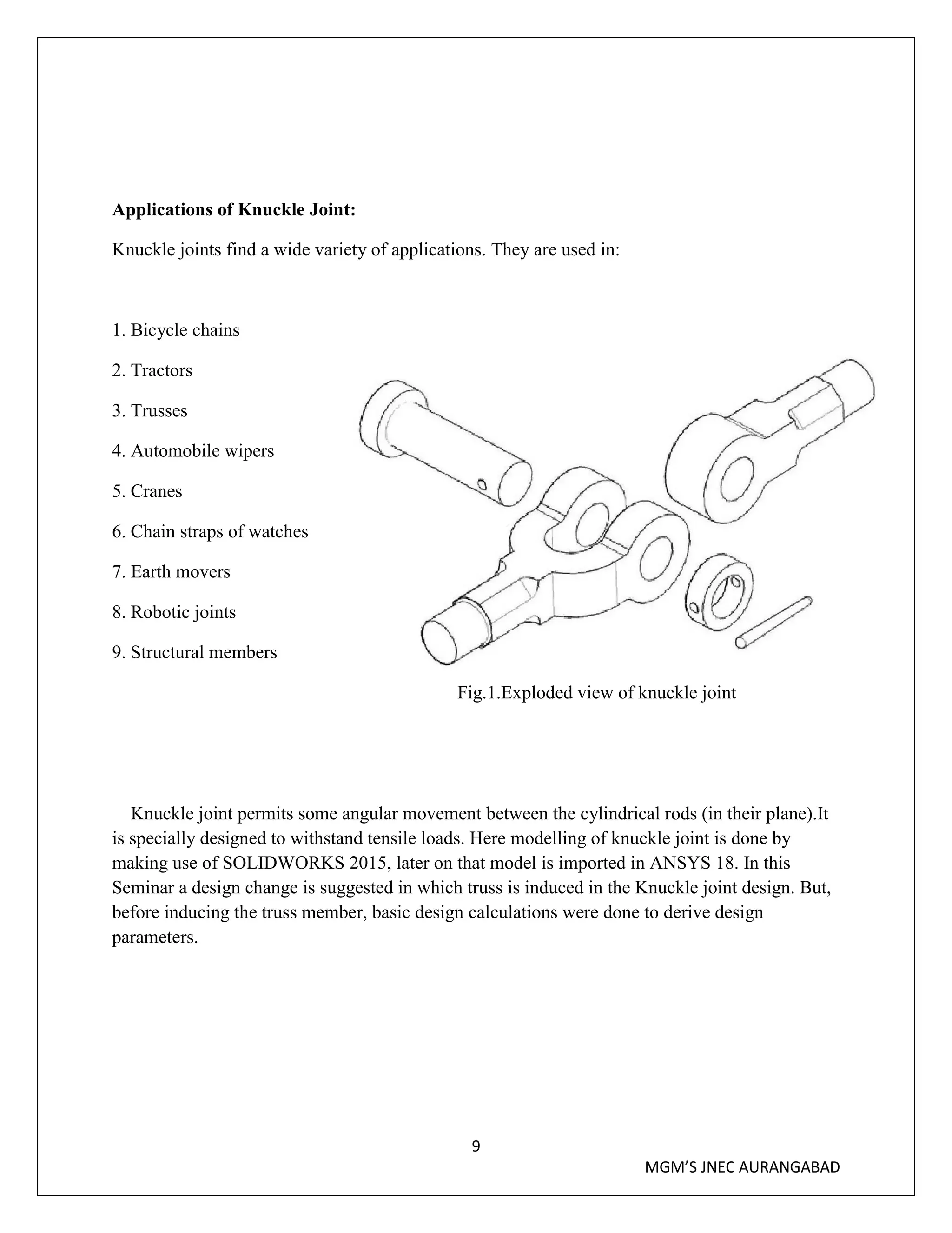 Design and Optimization of Knuckle Joint Using Trusses | PDF